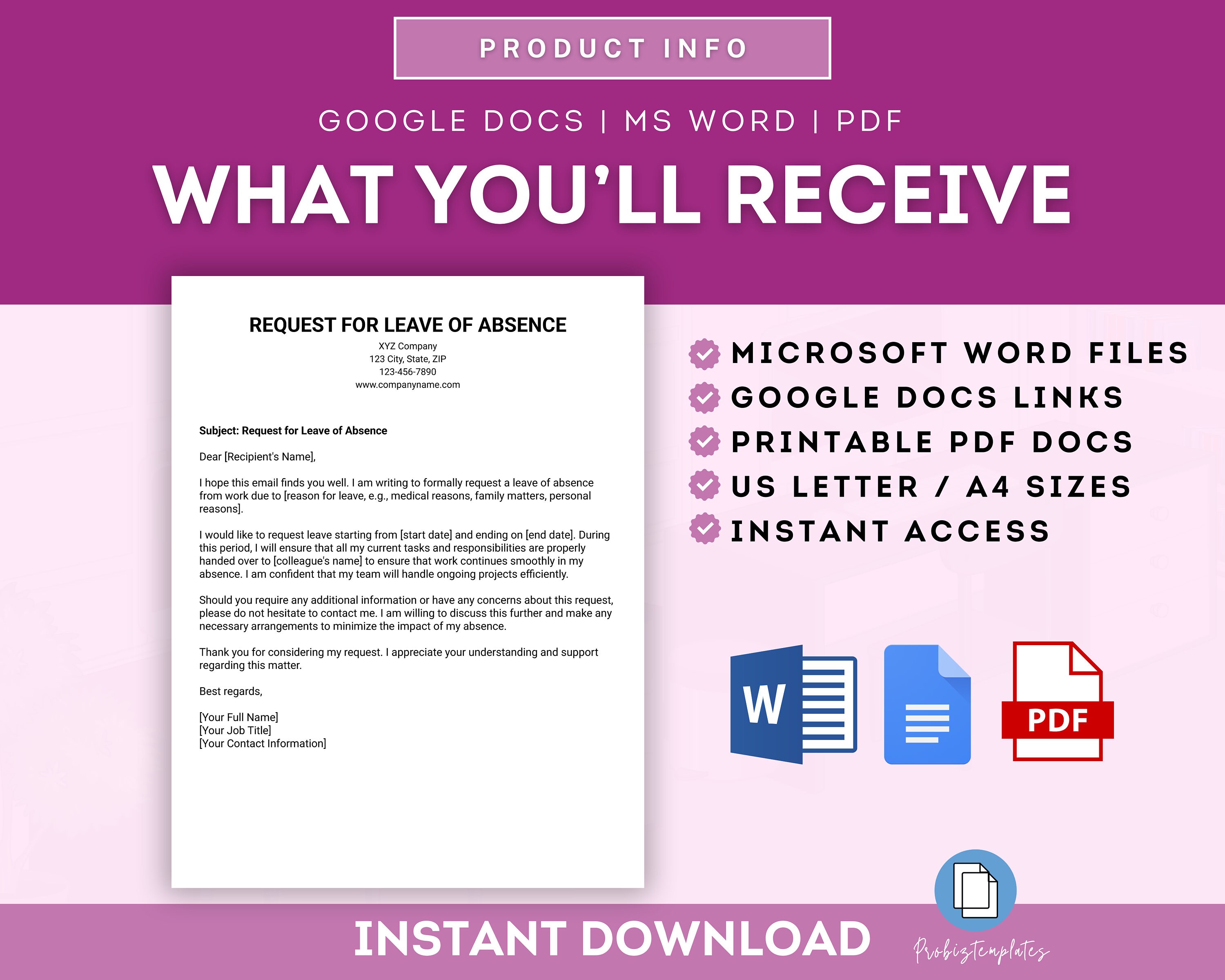 Request for Leave of Absence Template, Formal Request for Leave of ...