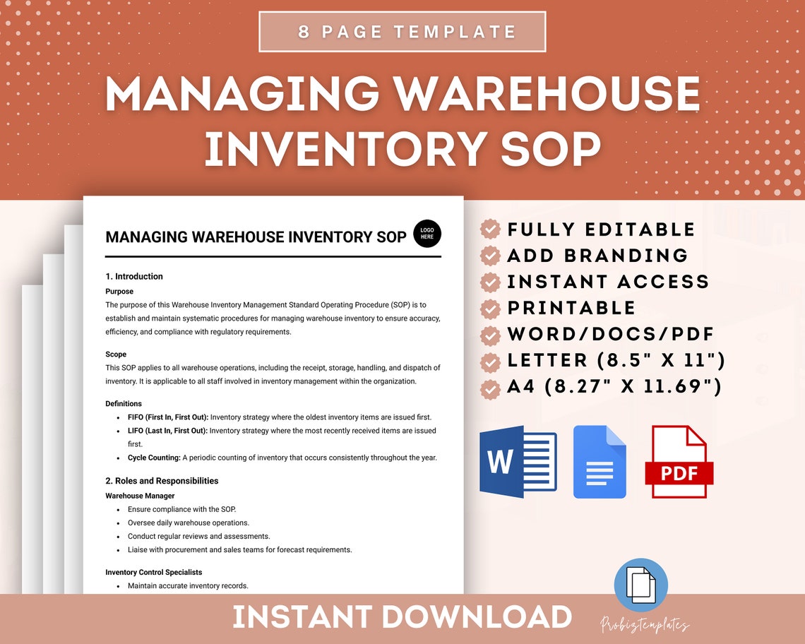 Managing Warehouse Inventory SOP Template, Warehouse Inventory ...