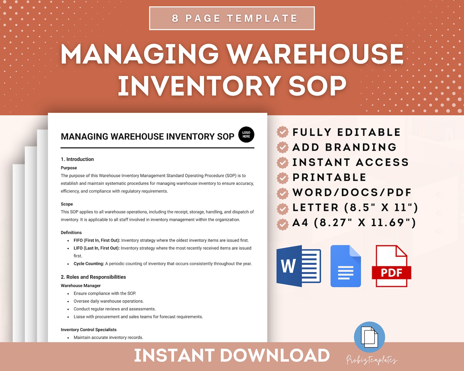 Managing Warehouse Inventory SOP Template, Warehouse Inventory ...