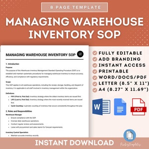 Managing Warehouse Inventory SOP Template, Warehouse Inventory Procedures, Inventory SOP ...