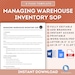 Managing Warehouse Inventory SOP Template, Warehouse Inventory ...