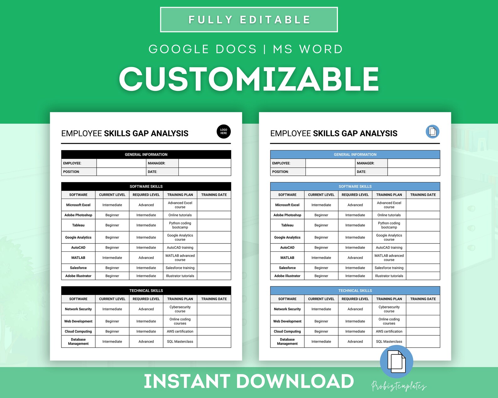 Employee Skills Gap Analysis Template, Employee Training Needs ...