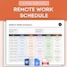Remote Work Schedule Template, Virtual Work Timetable, Telecommuting ...