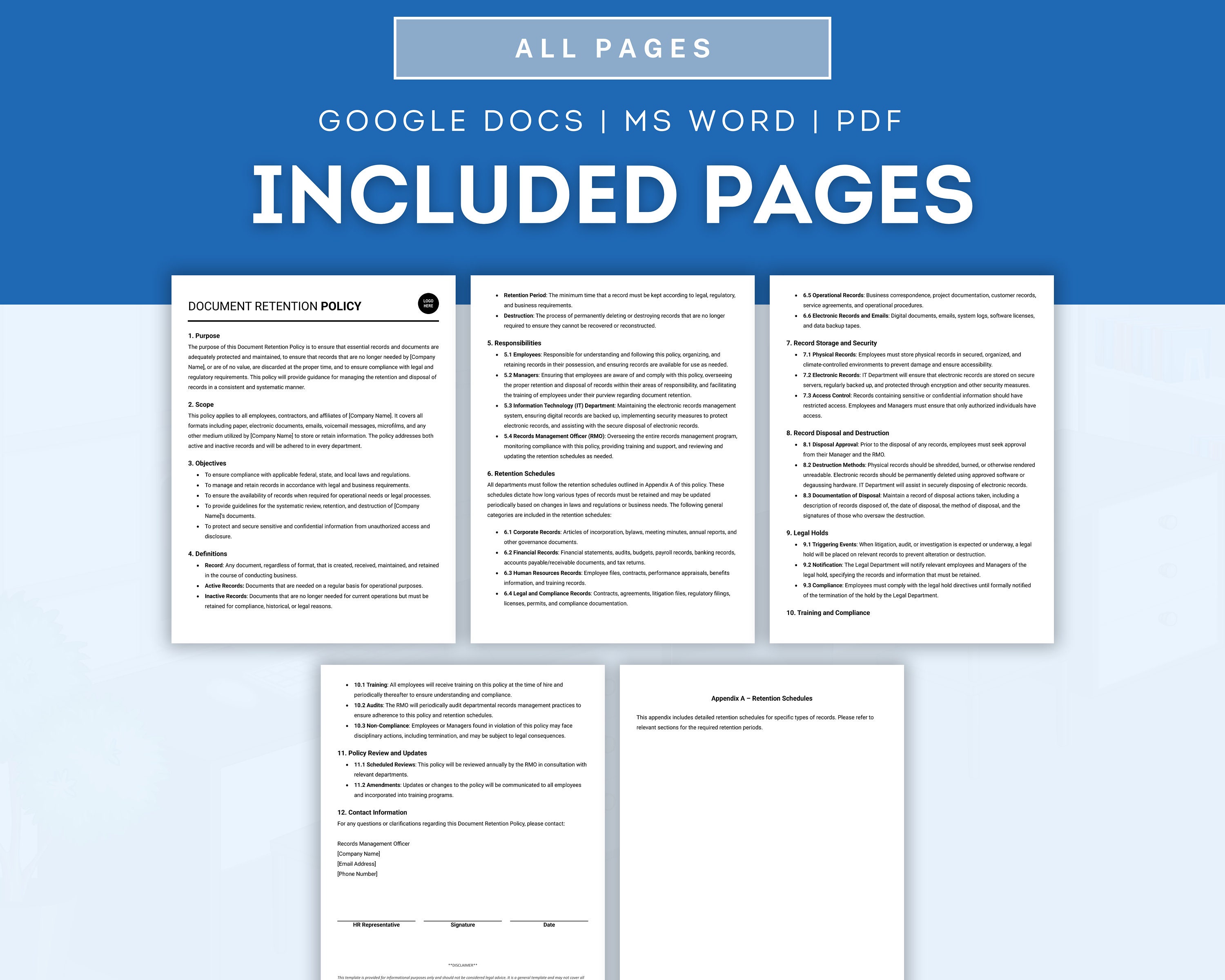 Document Retention Policy Template, Record Retention Guidelines ...
