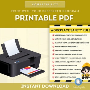 Workplace Safety Rules Poster, Printable Workplace Safety Guidelines ...
