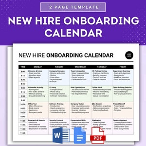 New Hire Calendar Template - Etsy