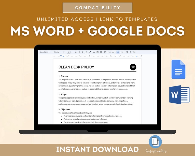 Clean Desk Policy Template, Workplace Clean Desk Guidelines Template ...