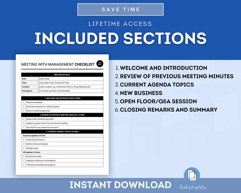 Meeting With Management Agenda Checklist Template, Management Meeting ...