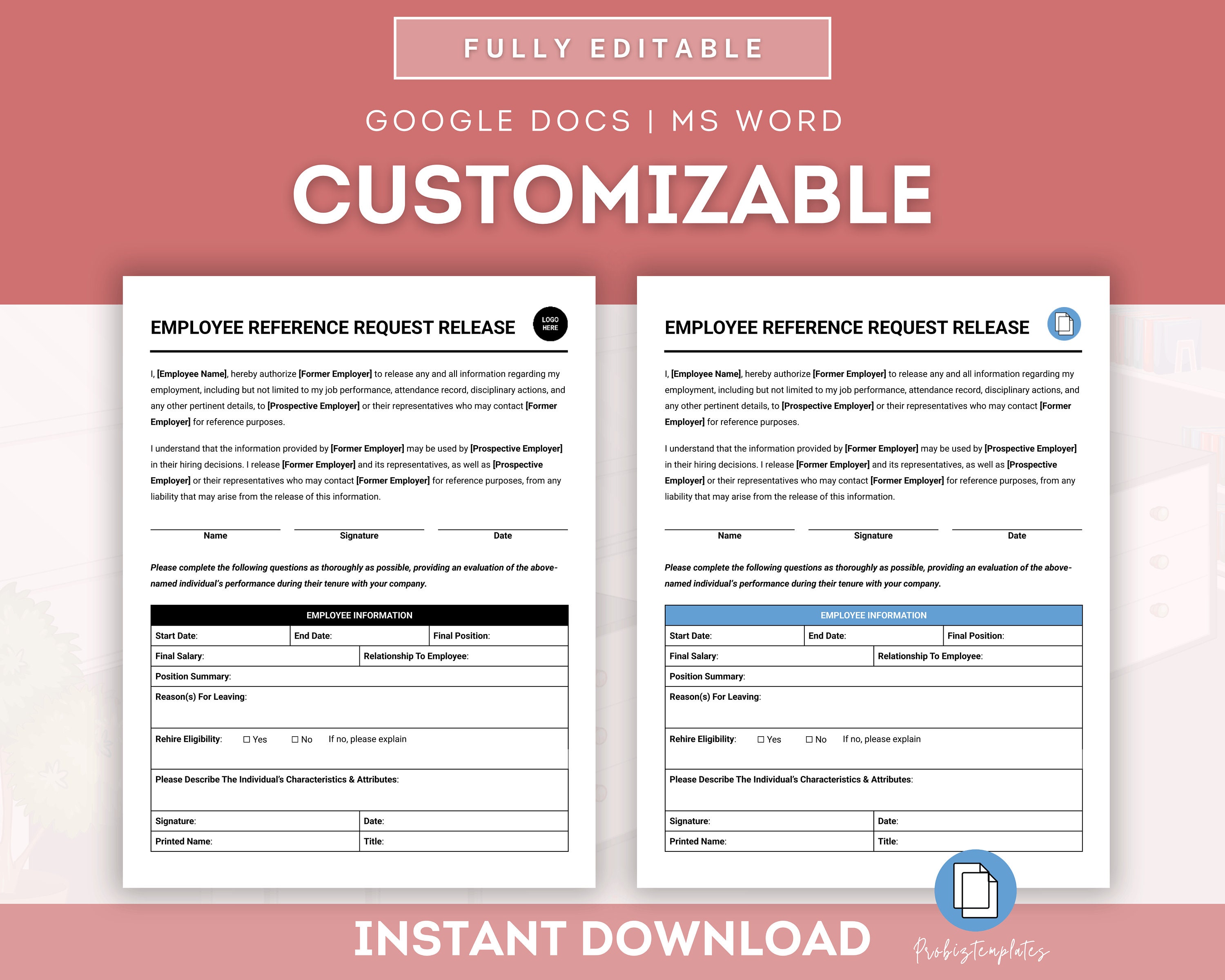 Employee Reference Request Release Form Template, Employee ...
