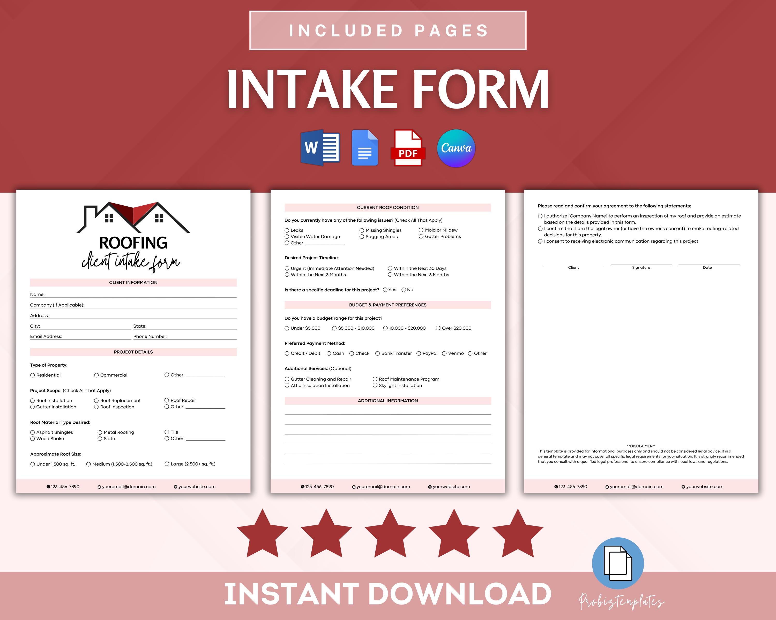Roofing Contract Bundle, Construction Roofing Agreement Template, Roof ...