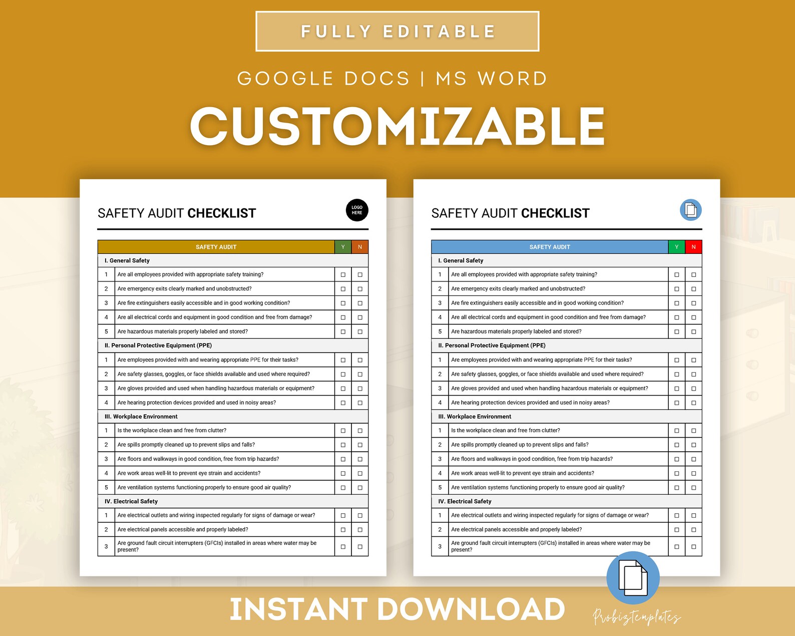 Workplace Safety Audit Checklist Template, Safety Inspection Form ...