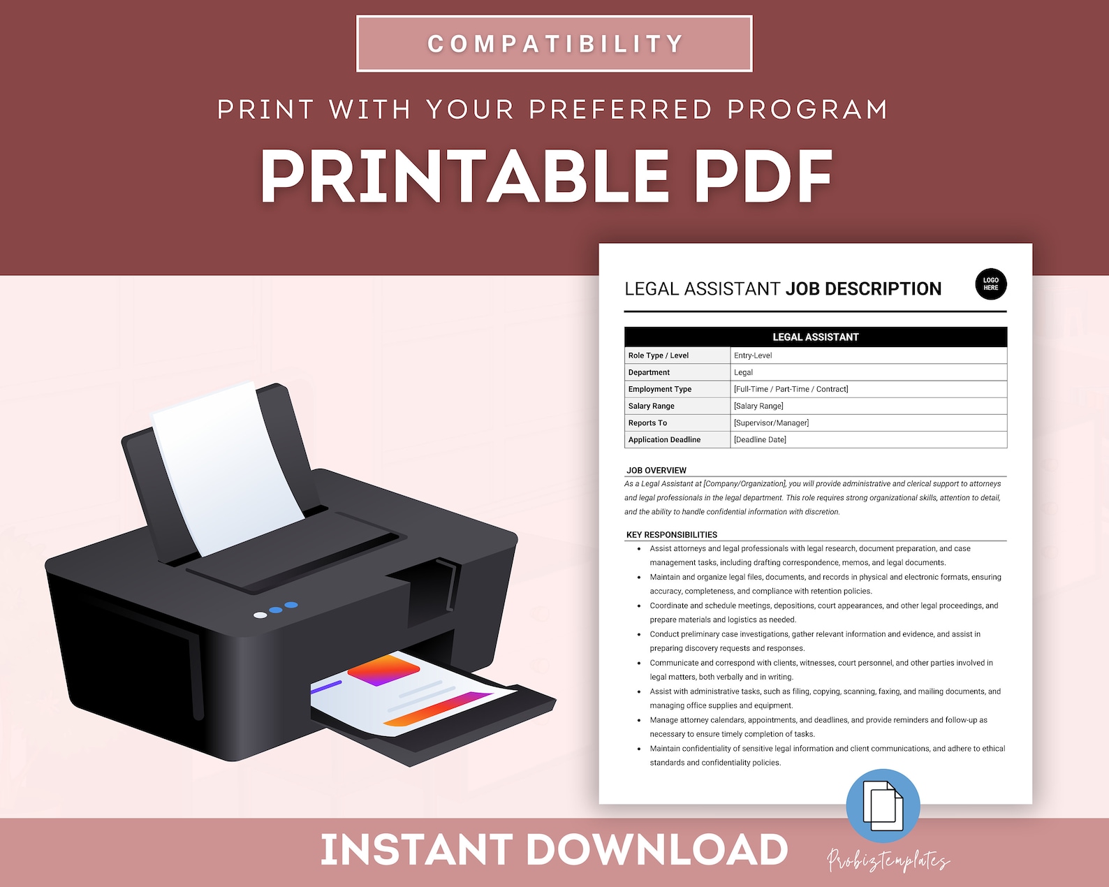 Legal Assistant Job Description Template, Law Office Assistant Role ...