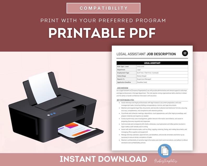 Legal Assistant Job Description Template, Law Office Assistant Role ...