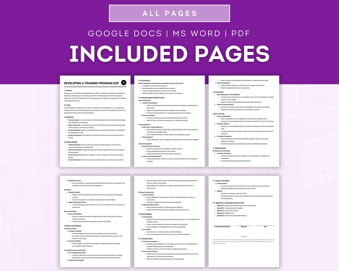 Developing Training Program SOP Template, Training Program Creation ...