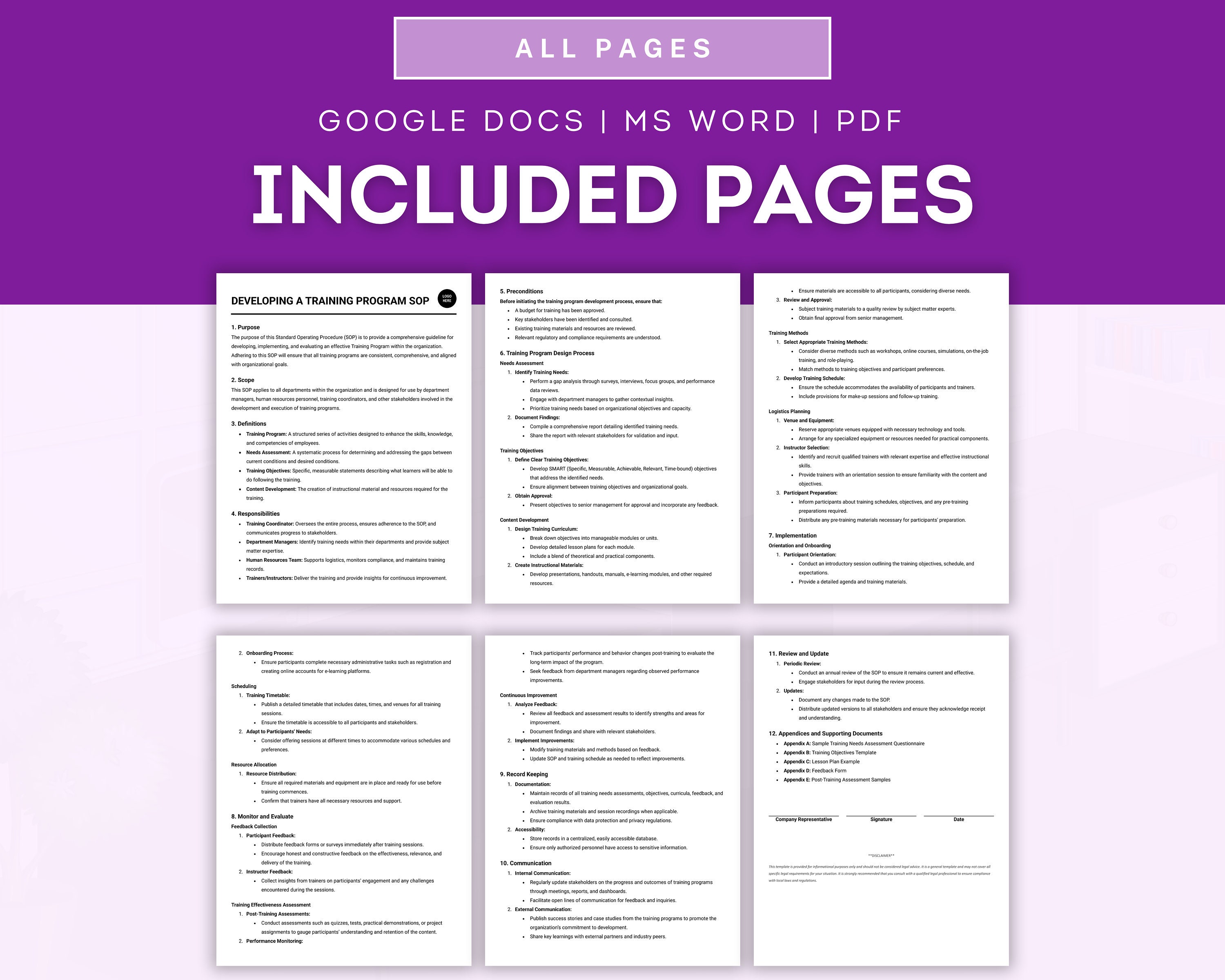 Developing Training Program SOP Template, Training Program Creation ...