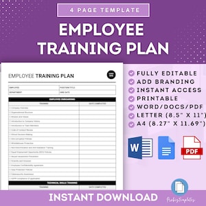 Employee Training Plan Template, New Hire Training Plan, Employee ...
