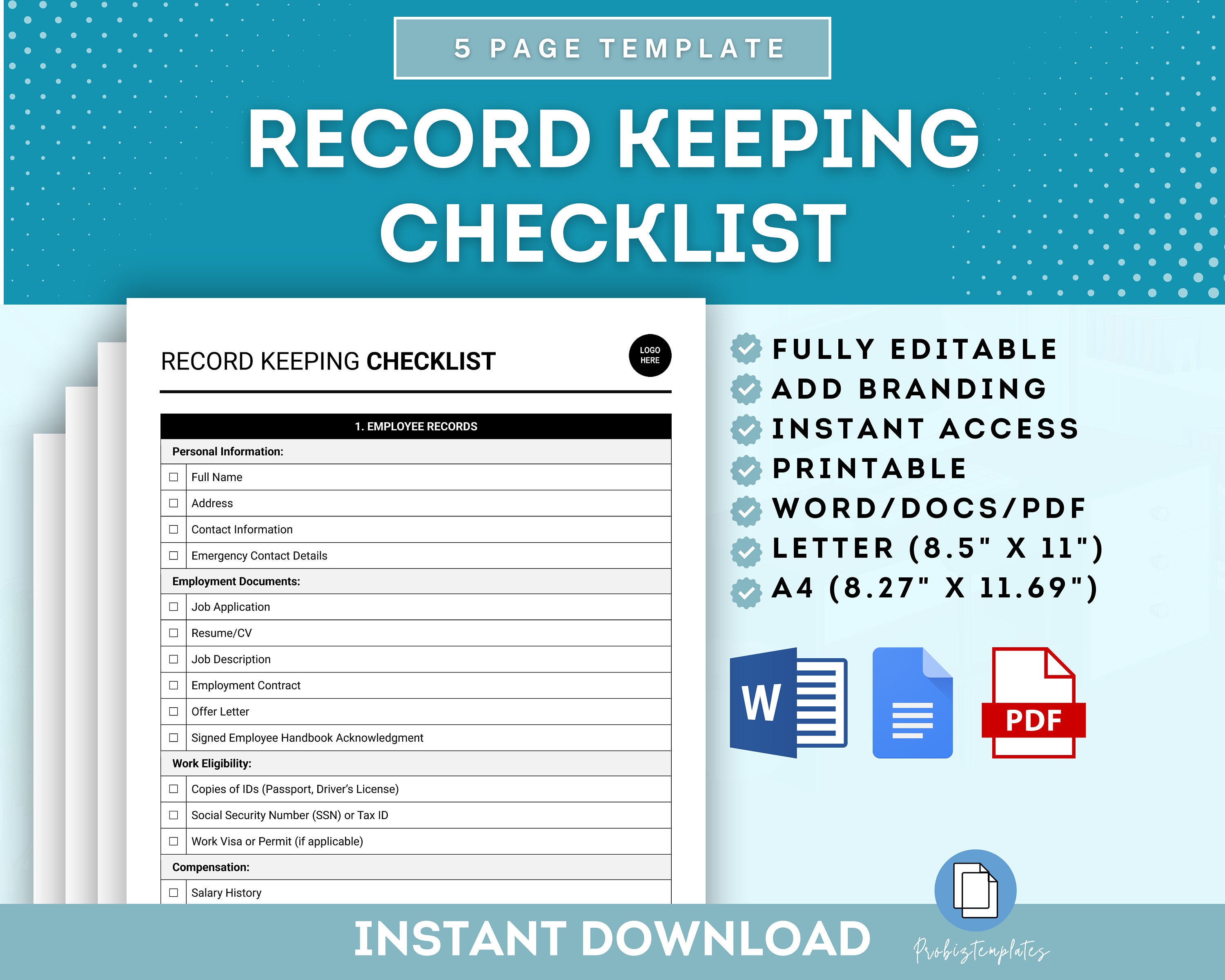 Record Keeping Checklist Template, Business Record Keeping Checklist ...
