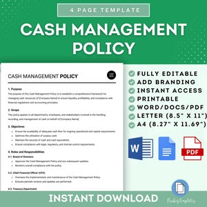 Cash Management Policy Template, Business Cash Handling Policy ...