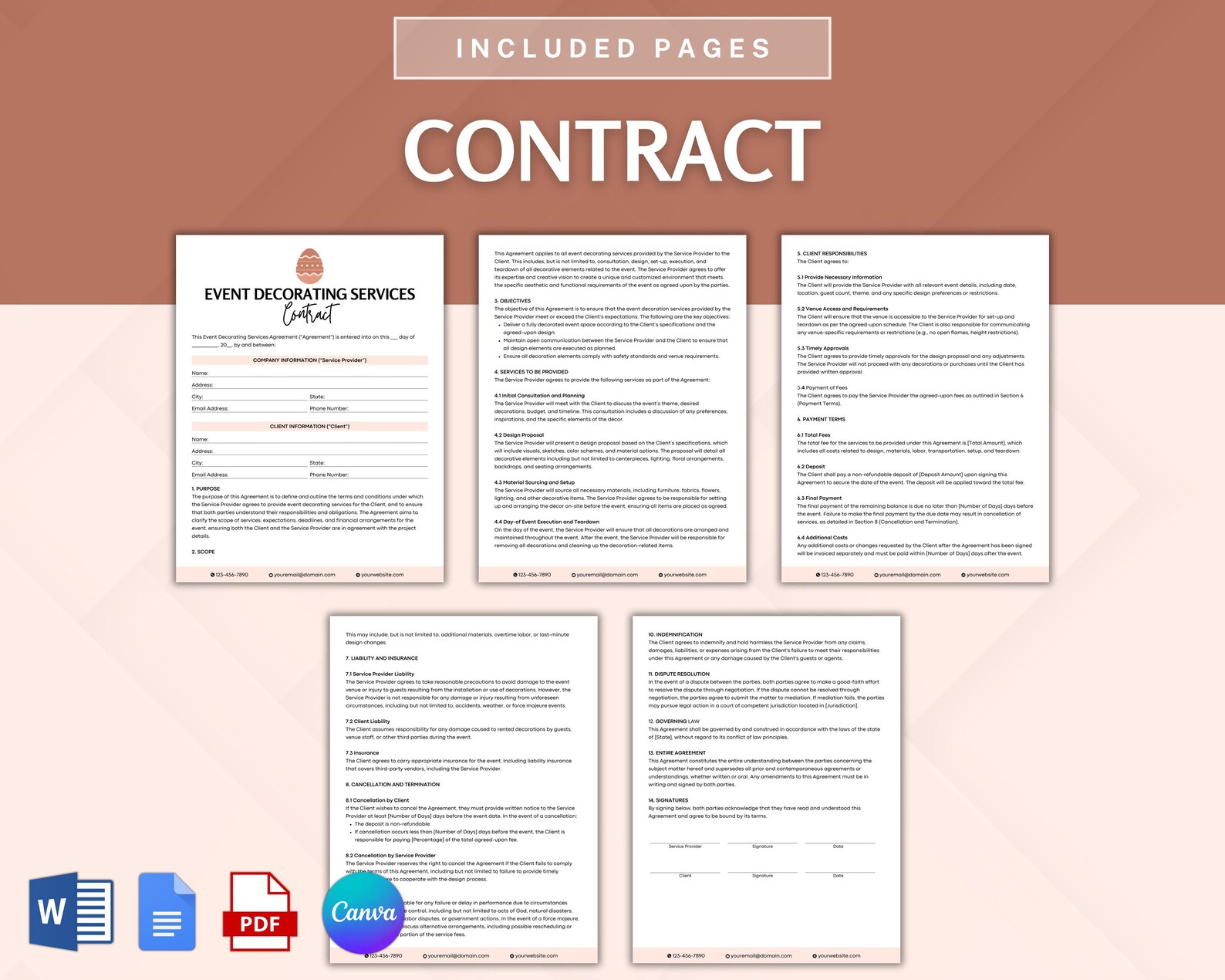 Event Decorating Services Contract Bundle, Event Decor Agreement, Party ...