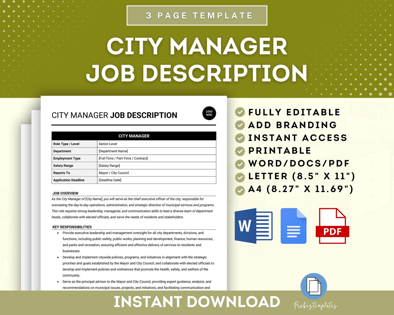 City Manager Job Description Template, Municipal Manager ...