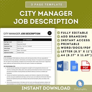 City Manager Job Description Template, Municipal Manager ...