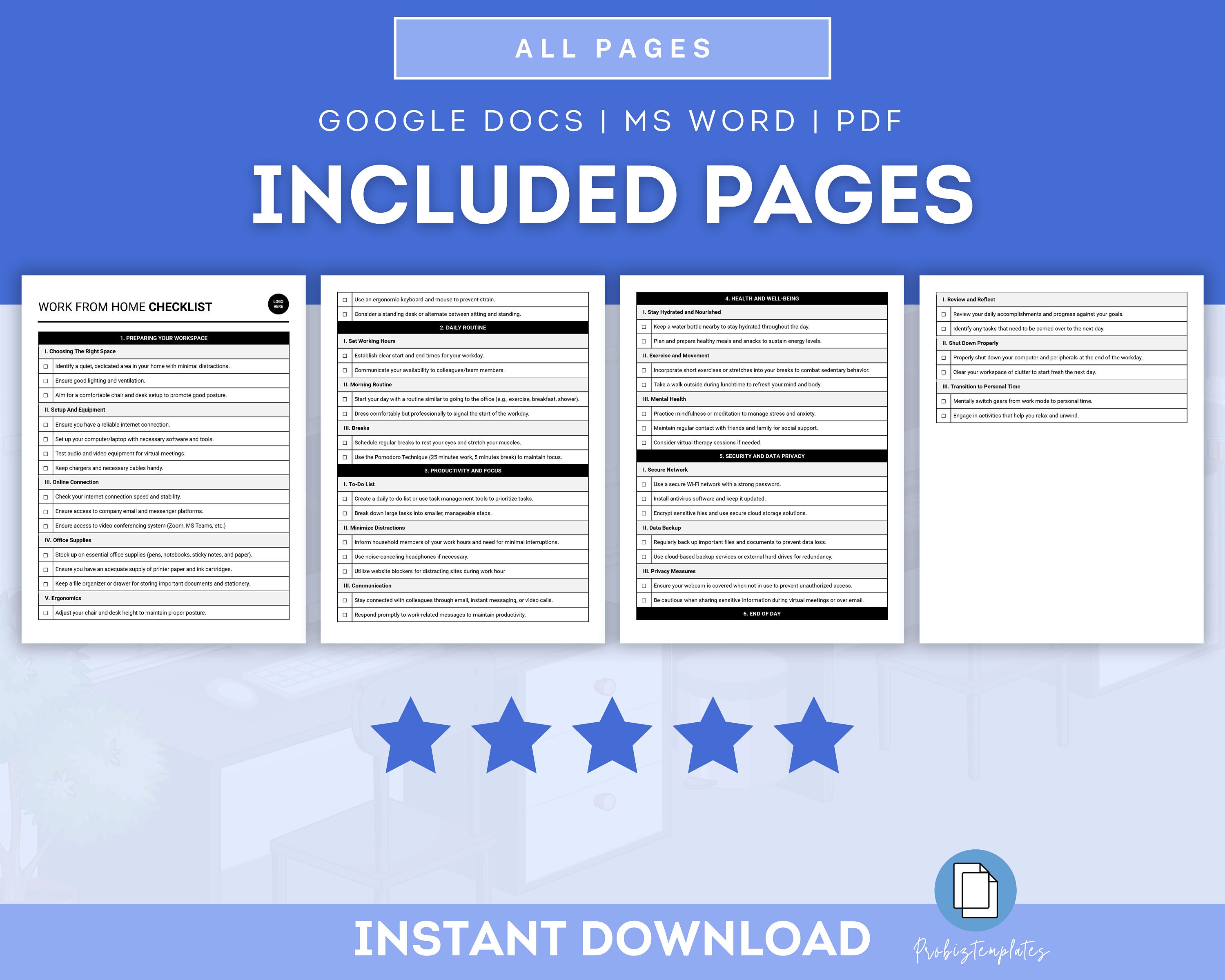 Work From Home Checklist, Remote Work Preparation Checklist, Home ...