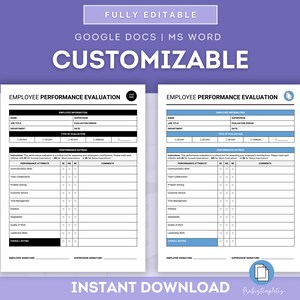 Employee Performance Evaluation Form Template, Human Resource Employee ...