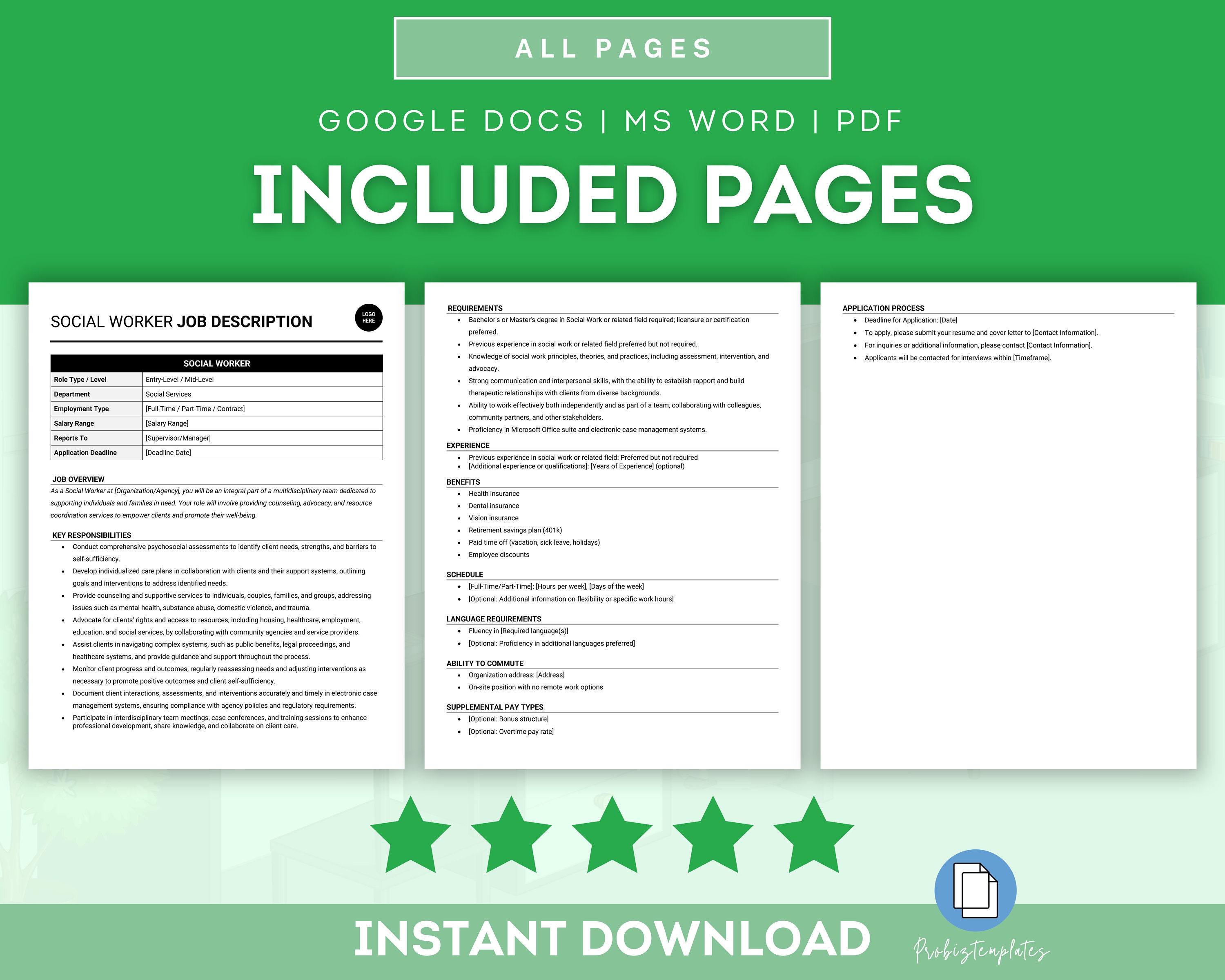 Social Worker Job Description Template, Social Work Role, Social Worker ...