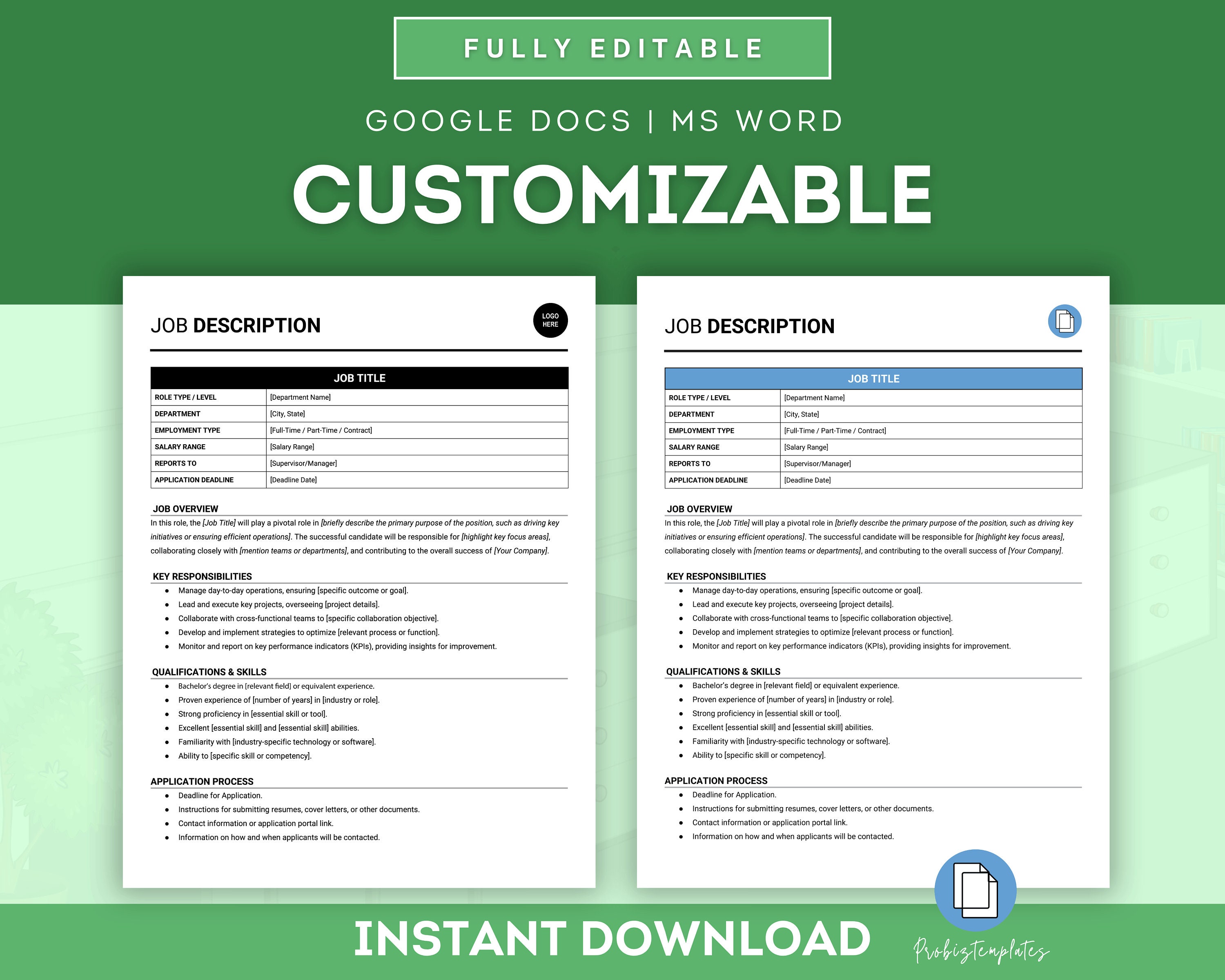 Job Description Template, Job Description Form, Employee Onboarding ...
