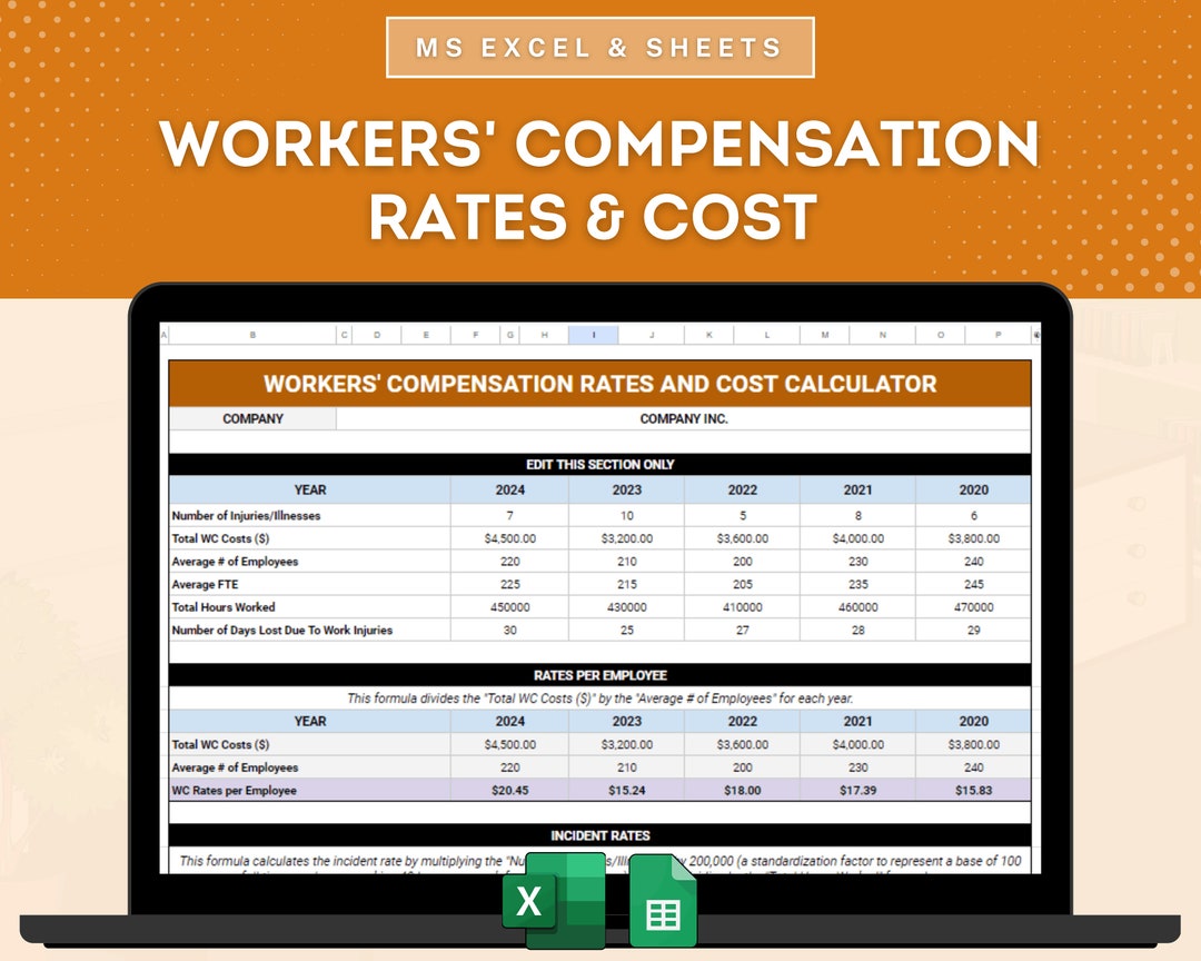 Workers' Compensation Rates and Cost Calculator Template, Employee ...