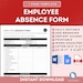 Employee Absence Form Template, Attendance Record Form, Leave Request ...