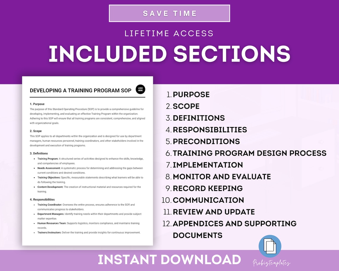 Developing Training Program SOP Template, Training Program Creation ...