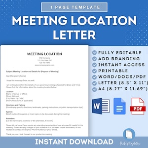 Meeting Location Letter, Meeting Venue Notification, Meeting Place ...