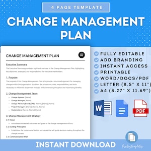 Change Management Plan Template, Organizational Change Strategy ...