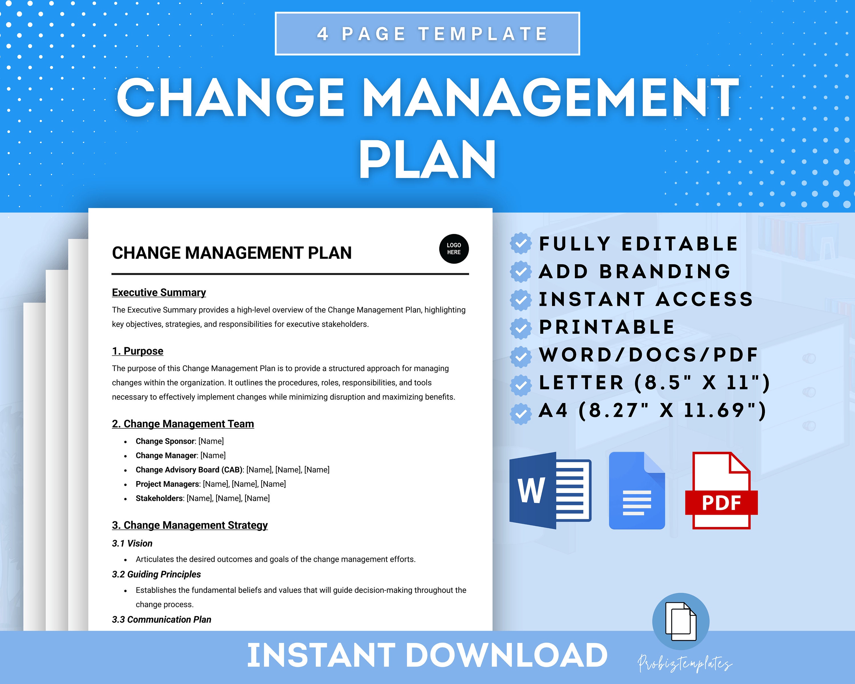 Change Management Plan Template, Organizational Change Strategy ...