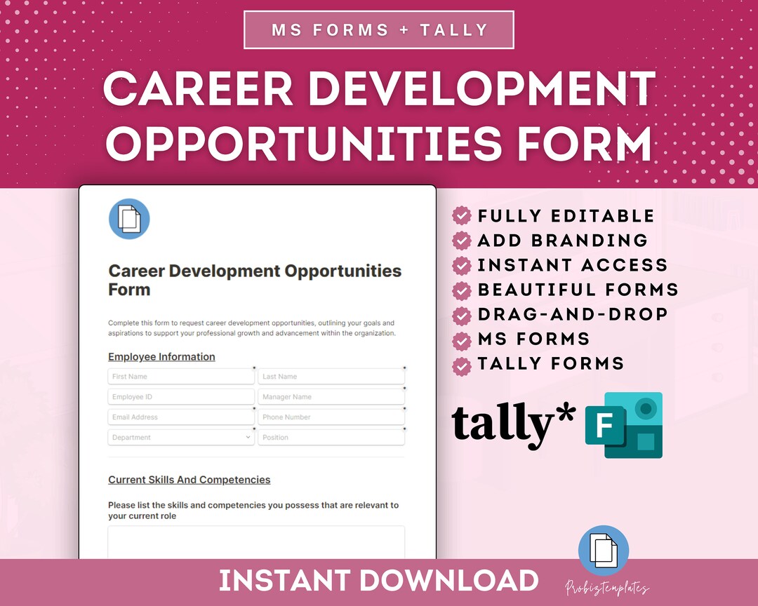 Career Development Opportunities Online Form, Career Advancement ...