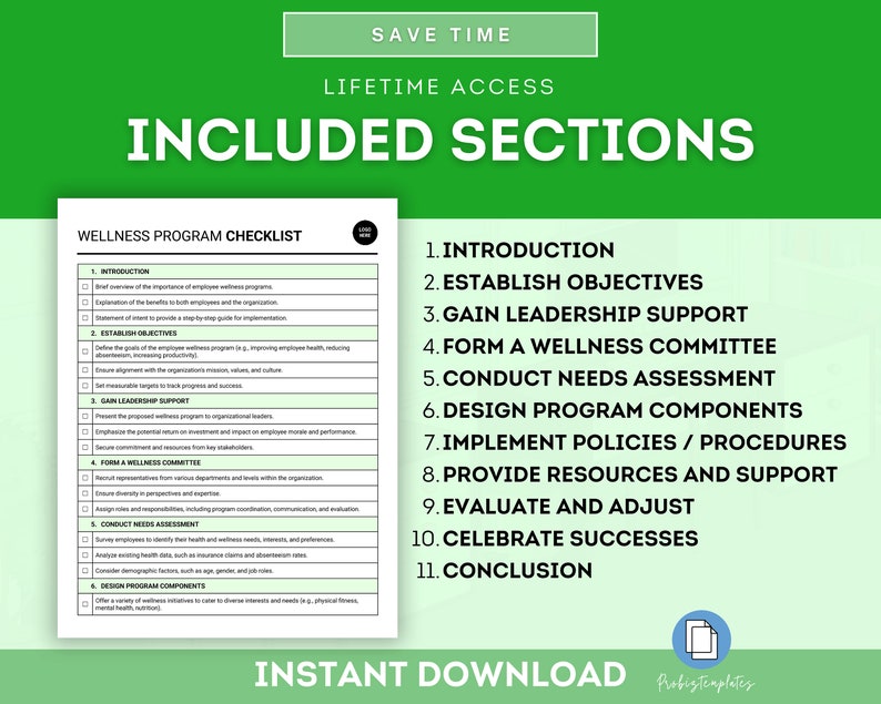 Employee Wellness Program Checklist Template, Workforce Health and ...