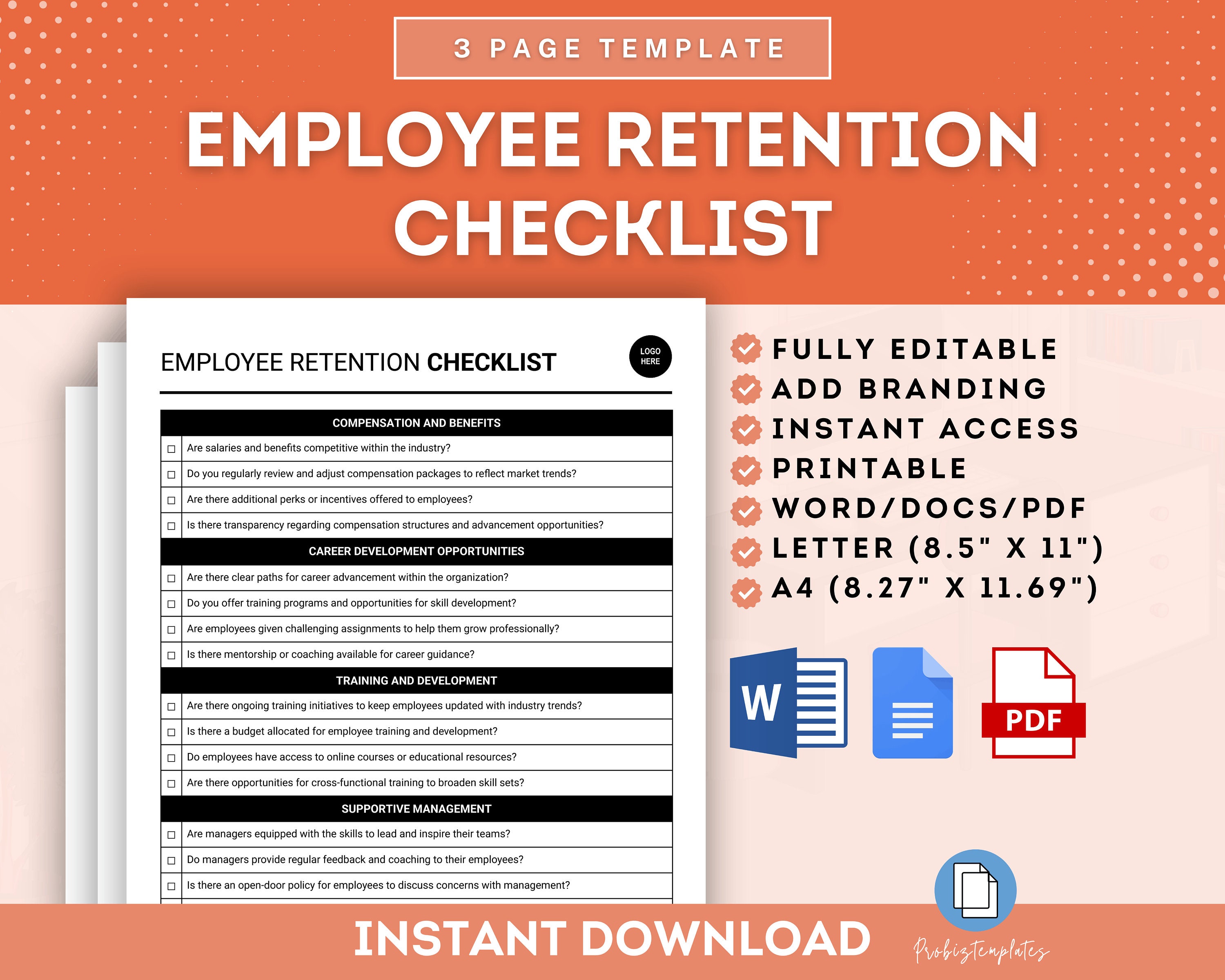Employee Retention Checklist Template, Staff Retention Strategy ...