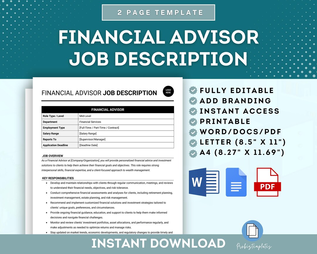 Financial Advisor Job Description Template, Personal Financial Advisor ...