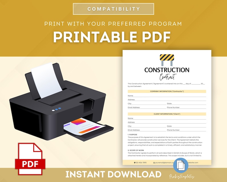 Construction Contract Bundle, Contractor Agreement Forms, Building ...