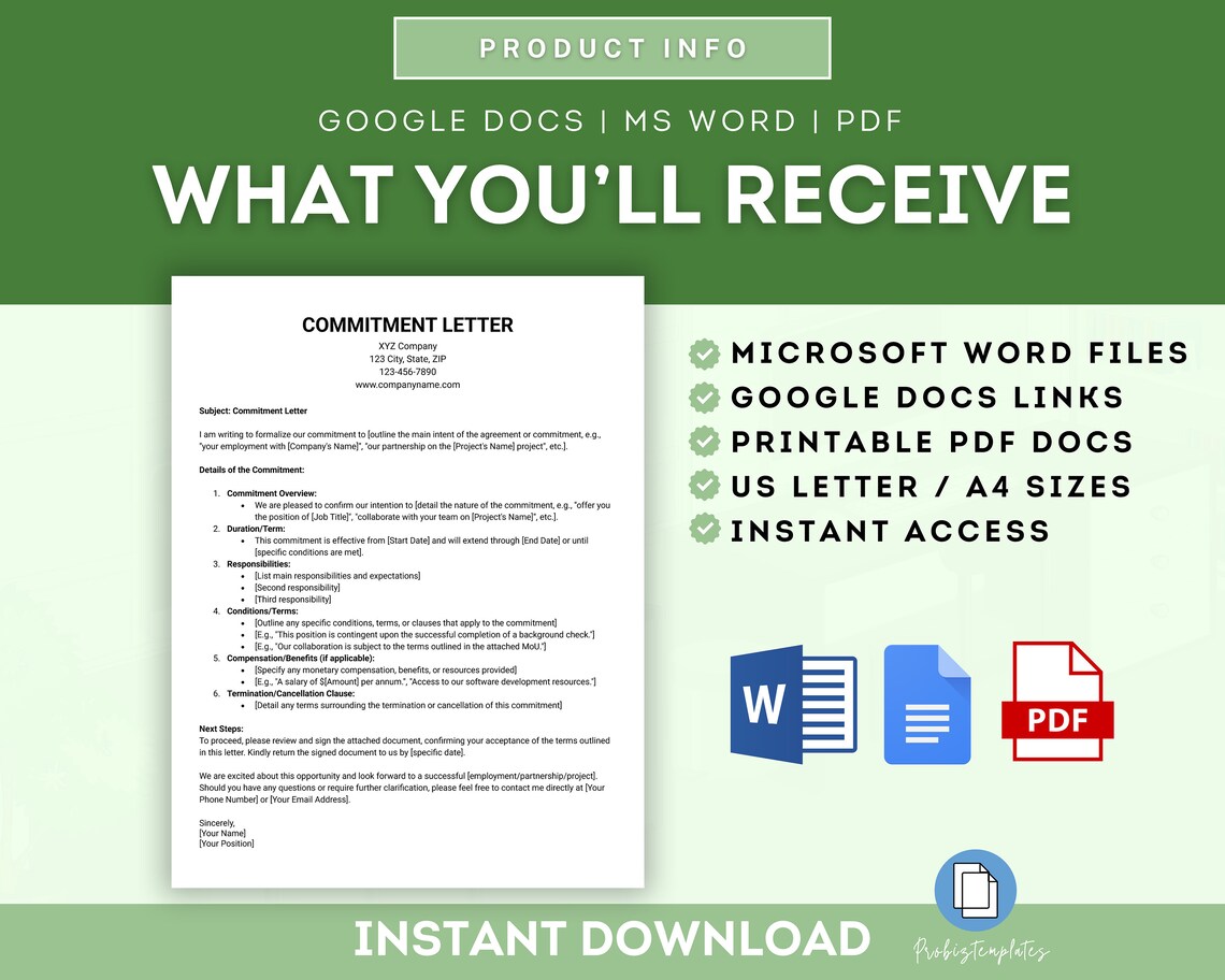 Commitment Letter Template, Business Commitment Letter Template ...