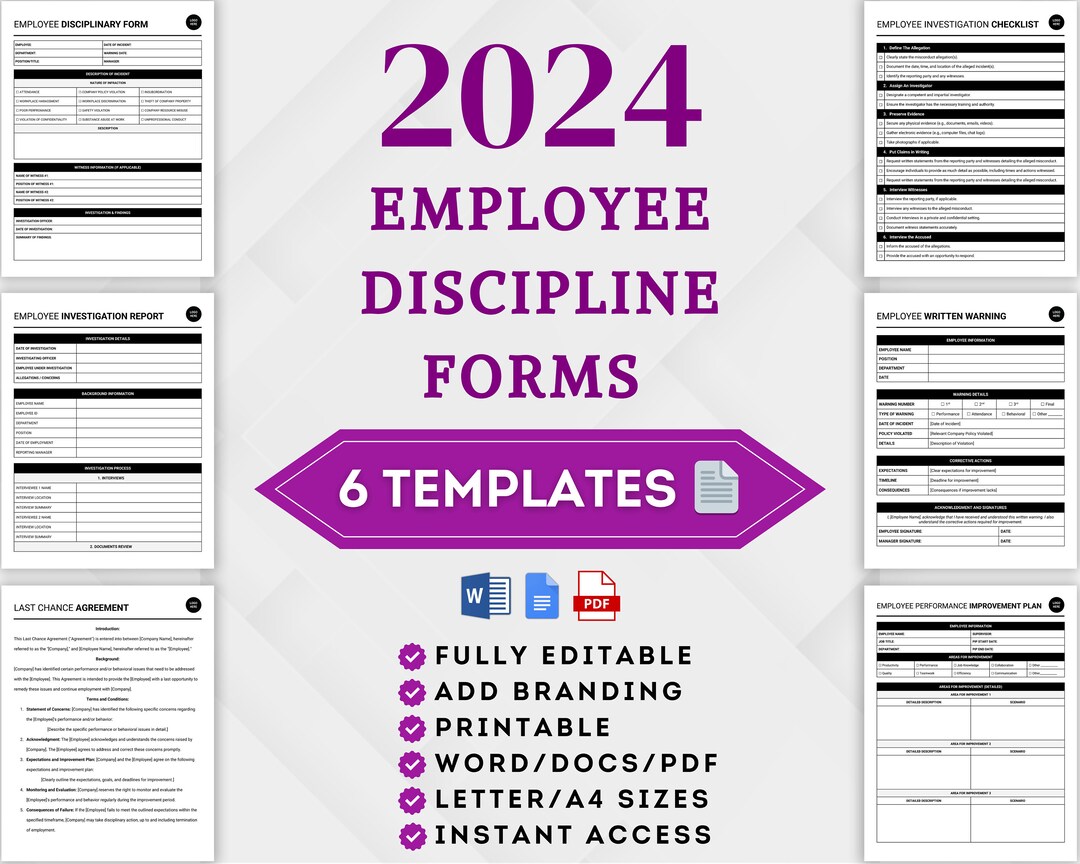 Employee Discipline Forms Bundle, Employee Behavior Conduct Bundle ...