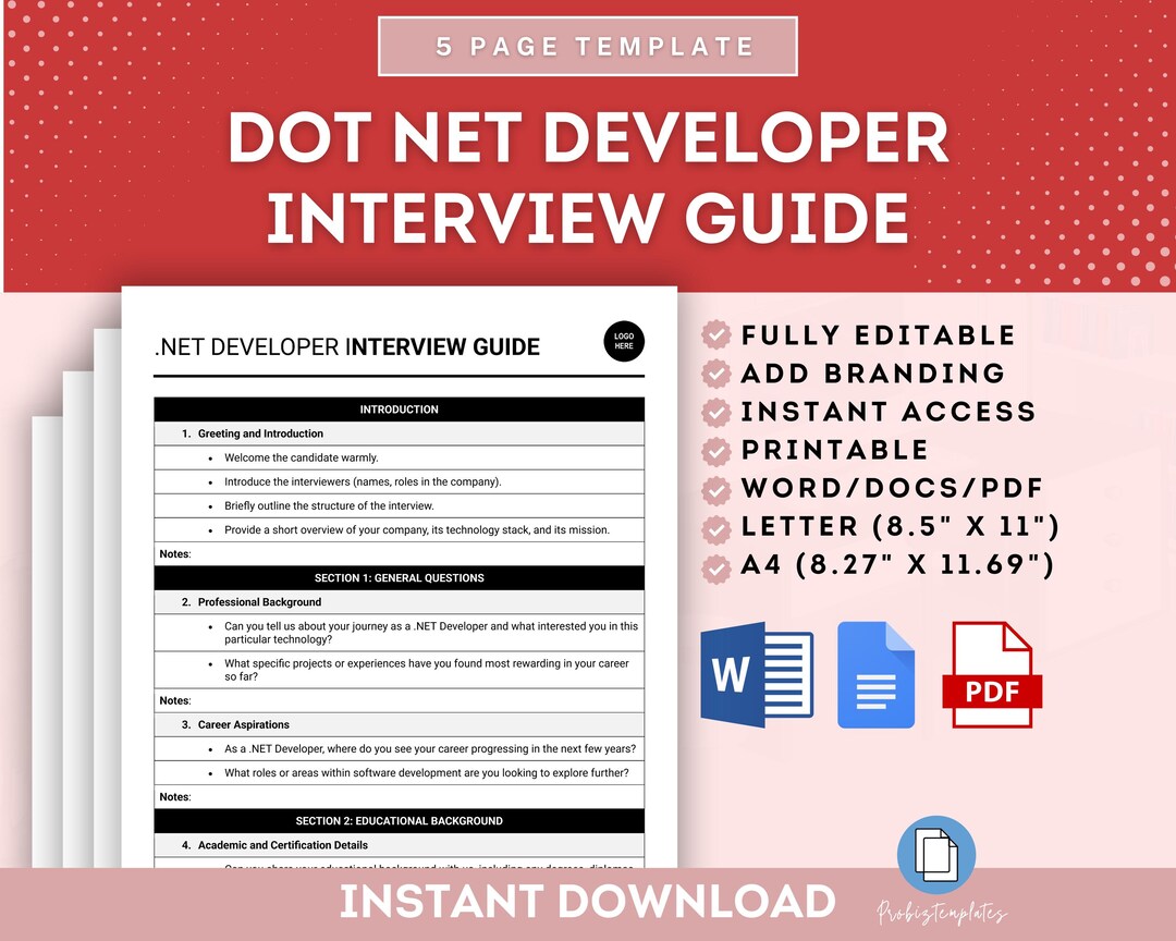 Dot NET Developer Interview Guide Template, .NET Developer Interview ...