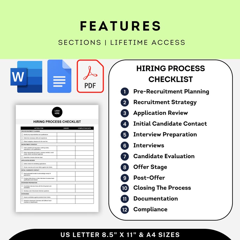 Hiring Process Checklist Template Employee Recruitment - Etsy Hiring Process Checklist Template Employee Recruitment - Etsy