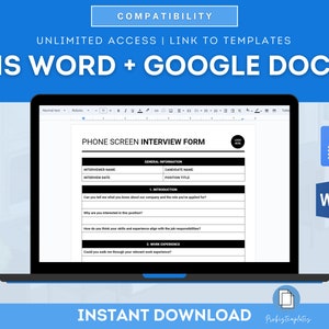 Phone Screen Interview Form Template, Pre-interview Screening Checklist ...