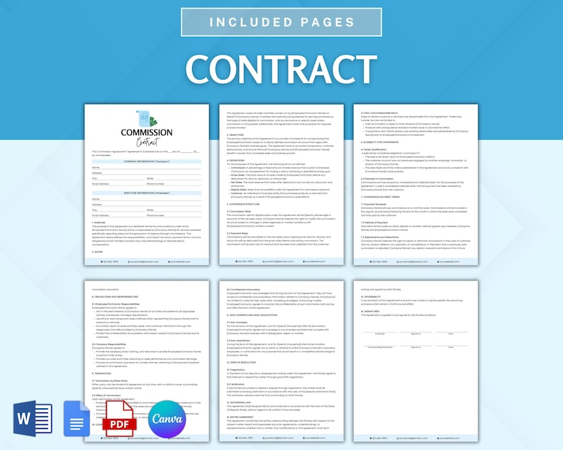 Commission Contract Template, Commissioned Work Agreement Form ...
