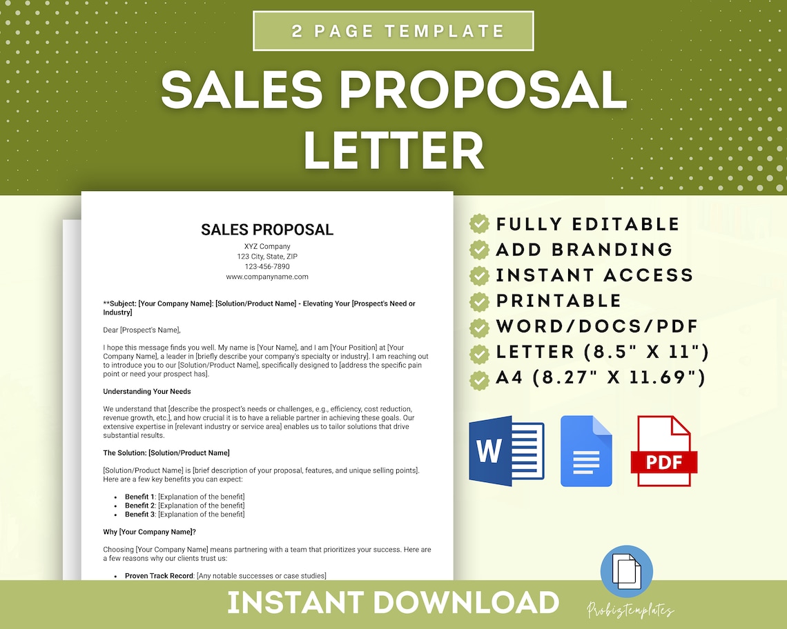 Sales Proposal Letter Template, Sales Pitch Letter, Sales Proposal ...