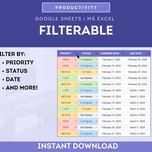 Project Task Tracker Spreadsheet, Project Management Tool, Project ...