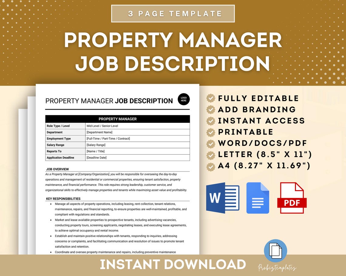 Property Manager Job Description Template, Real Estate Property Manager ...