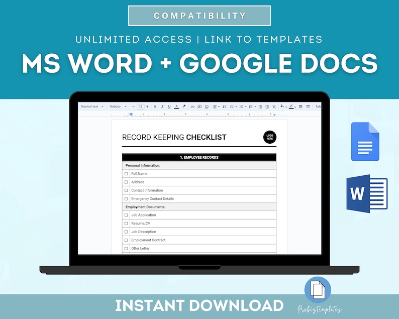Record Keeping Checklist Template, Business Record Keeping Checklist ...